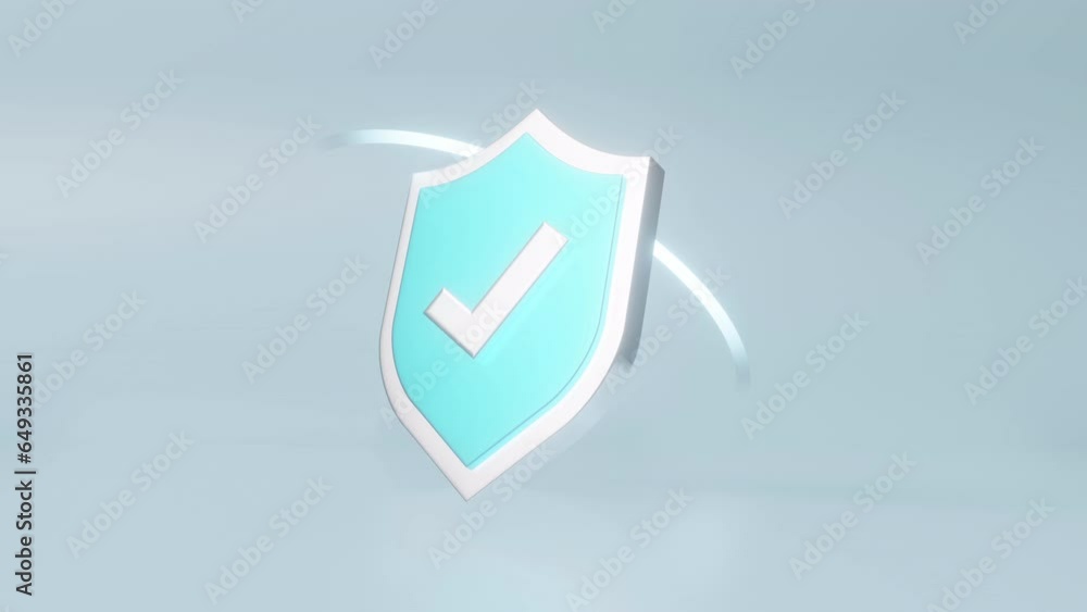 Check mark shield symbol. 4k animation line glowing neon around shield ...