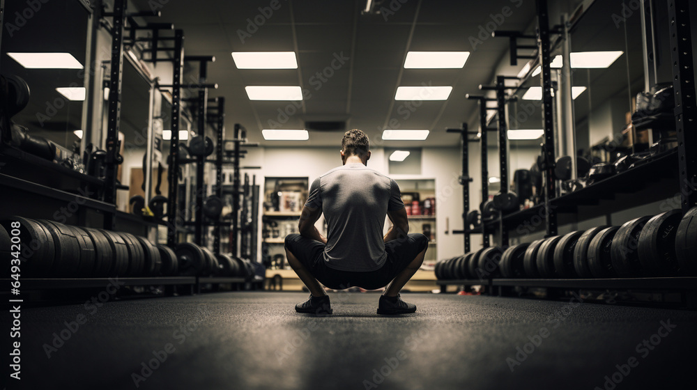 Perfect squat form mirrored, displaying discipline and technique Stock ...