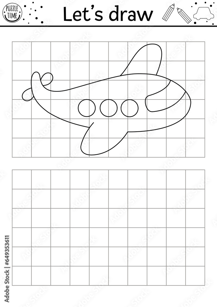 Draw the plane. Vector transport drawing practice worksheet. Printable ...
