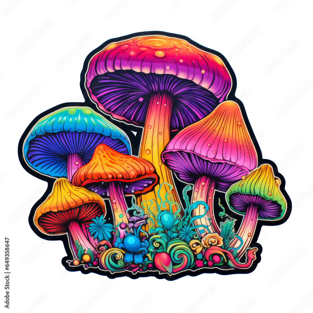 Magic mushrooms on transparent background, psychedelic mushrooms ...