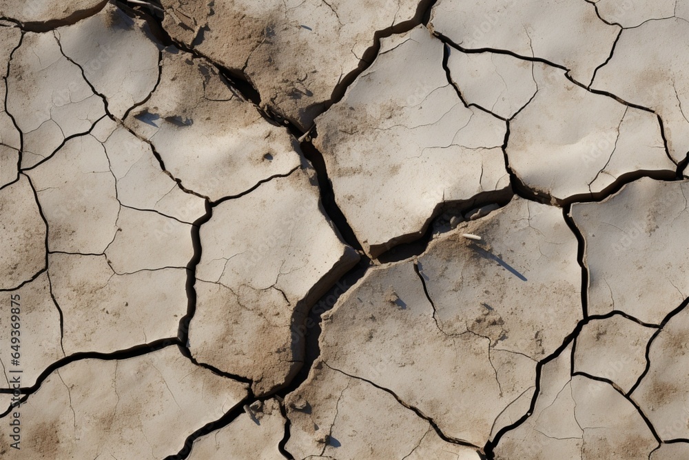 Earths surface bears the scars of drought with cracked, fissured ground ...