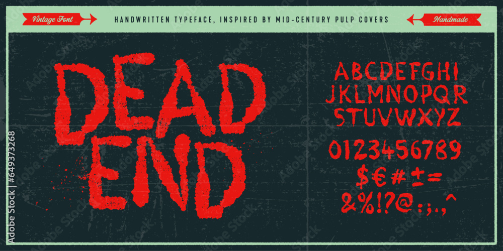 Handwritten Original Typeface Inspired by Vintage Pulp Books, Magazine ...