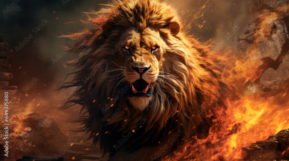 A powerful lion the beast symbolizing the Babylonian empire in the book ...