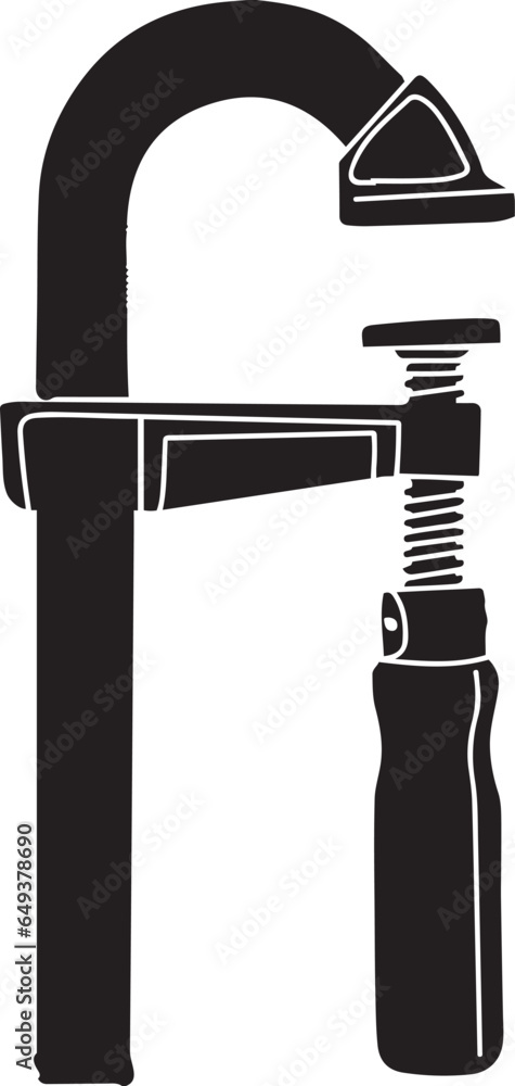 U-Style Bar Clamp Silhouette - Isolated Tool Vector Illustration ...