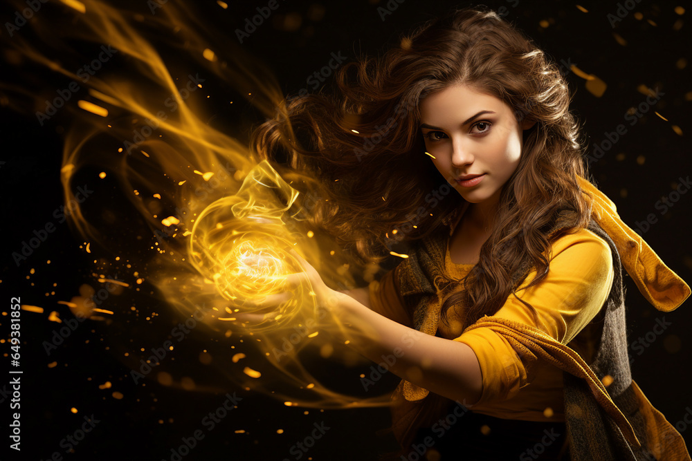 Generative AI collage picture of powerful witcher girl magic spell with ...