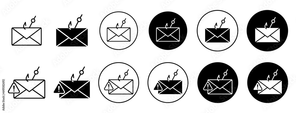 Email phishing icon. Online mail hacking malware activity symbol. Mail ...