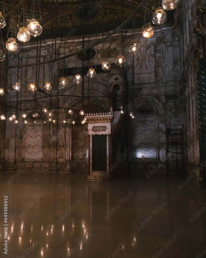 Interior of the minaret of the Crystal Mosque in the ancient city of ...