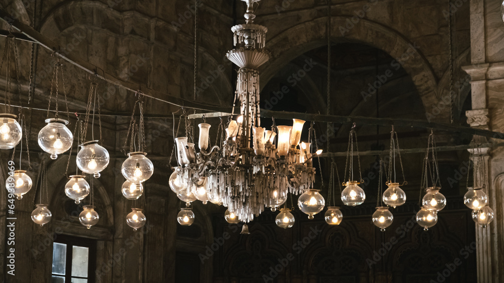 Interior of the minaret of the Crystal Mosque in the ancient city of ...
