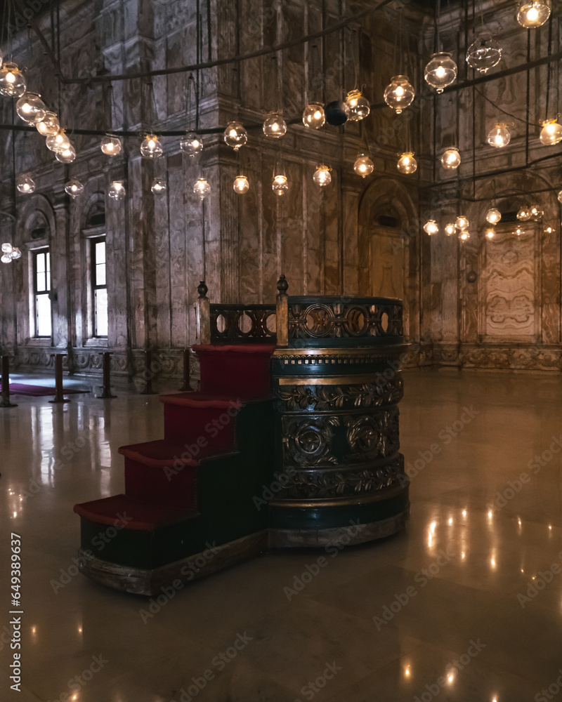 Interior of the minaret of the Crystal Mosque in the ancient city of ...
