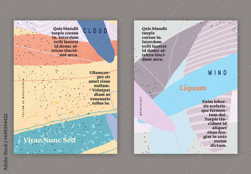 US Letter Flyer Overlapping Blobs Textured With Spots And Lines Stock ...