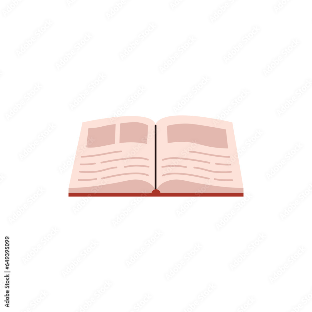 Open book, cartoon flat vector illustration isolated on white ...