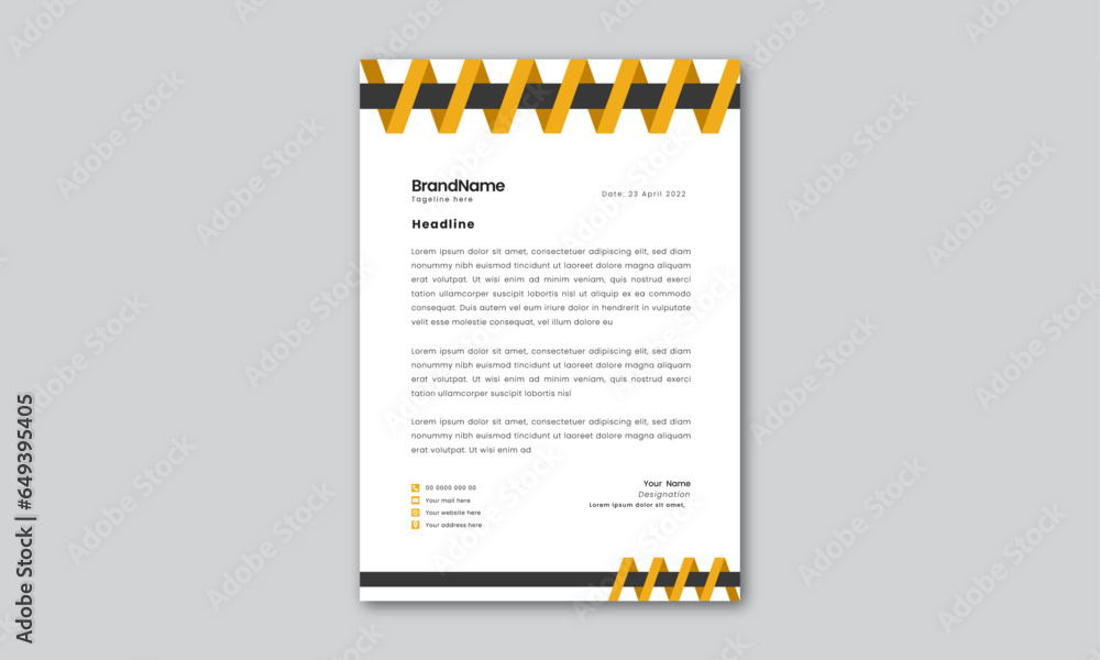 Professional business letterhead design in yellow and black for ...