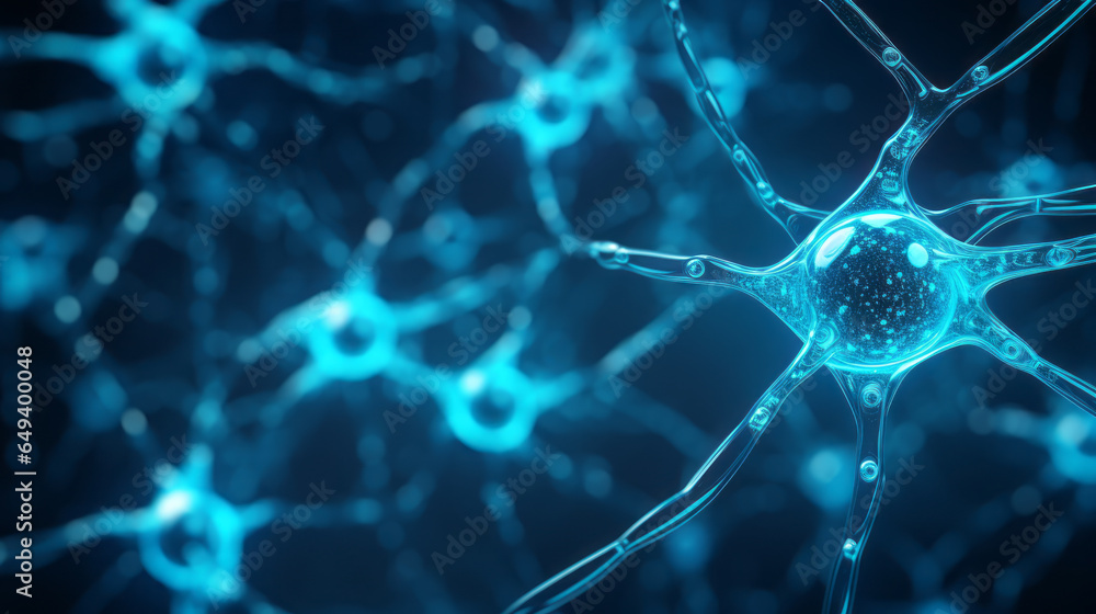 Brain stimulation activity with neuron close-up microscpoe illustration ...
