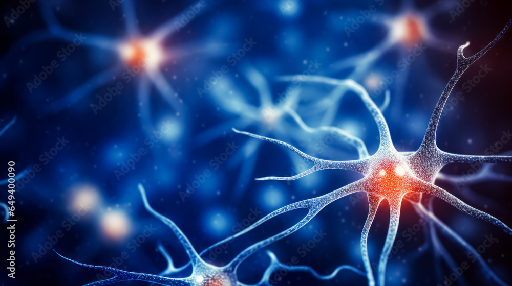 Brain Stimulation Activity With Neuron Close Up Microscpoe Illustration