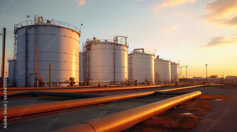 Natural Gas Tank. Large vessels or tanks filled with natural gas at a ...