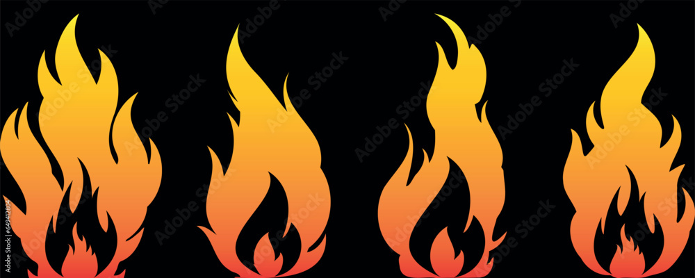 Vibrant Fire Vector, Cartoon-Style Flame Illustration. Ideal for ...
