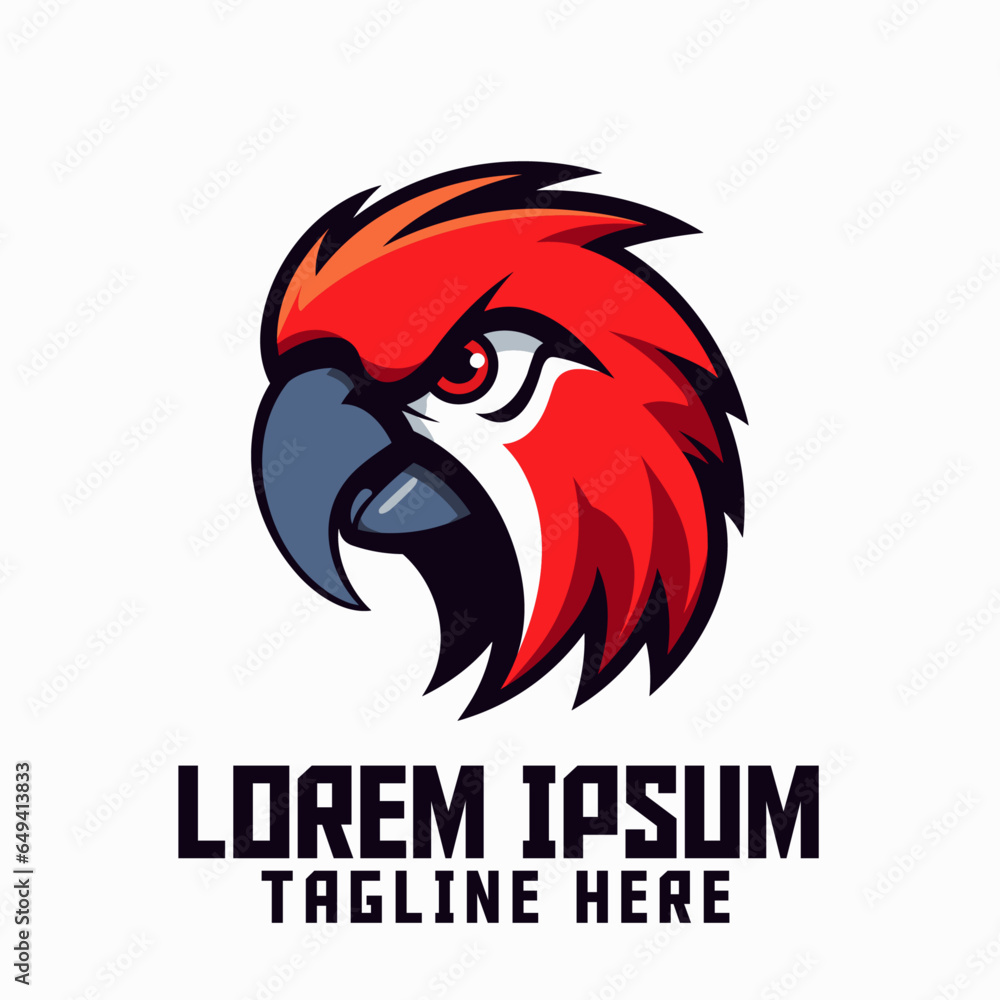 Vetor de Animal template, Sport and Esport, Red parrot mascot logo, Red ...