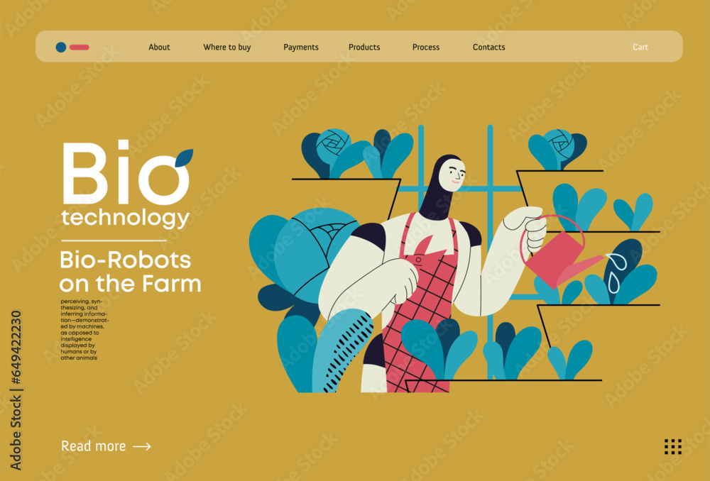 Bio Technology, Robot on farm -modern flat vector concept illustration ...