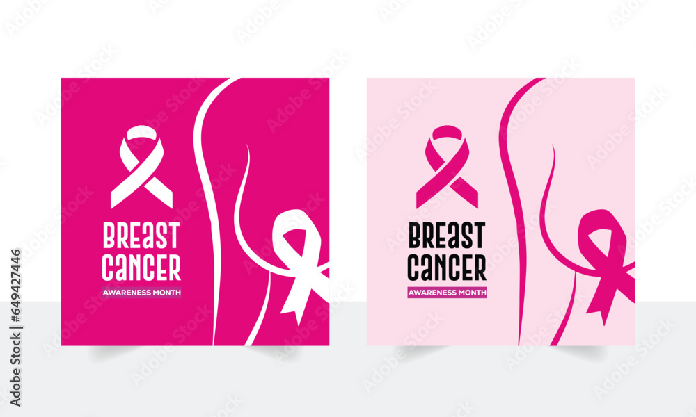 Breast cancer social media post banner template design collection ...