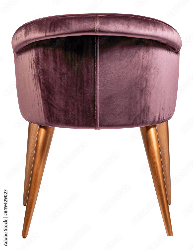Back view, Purple velvet chair isolated on the transparent background ...