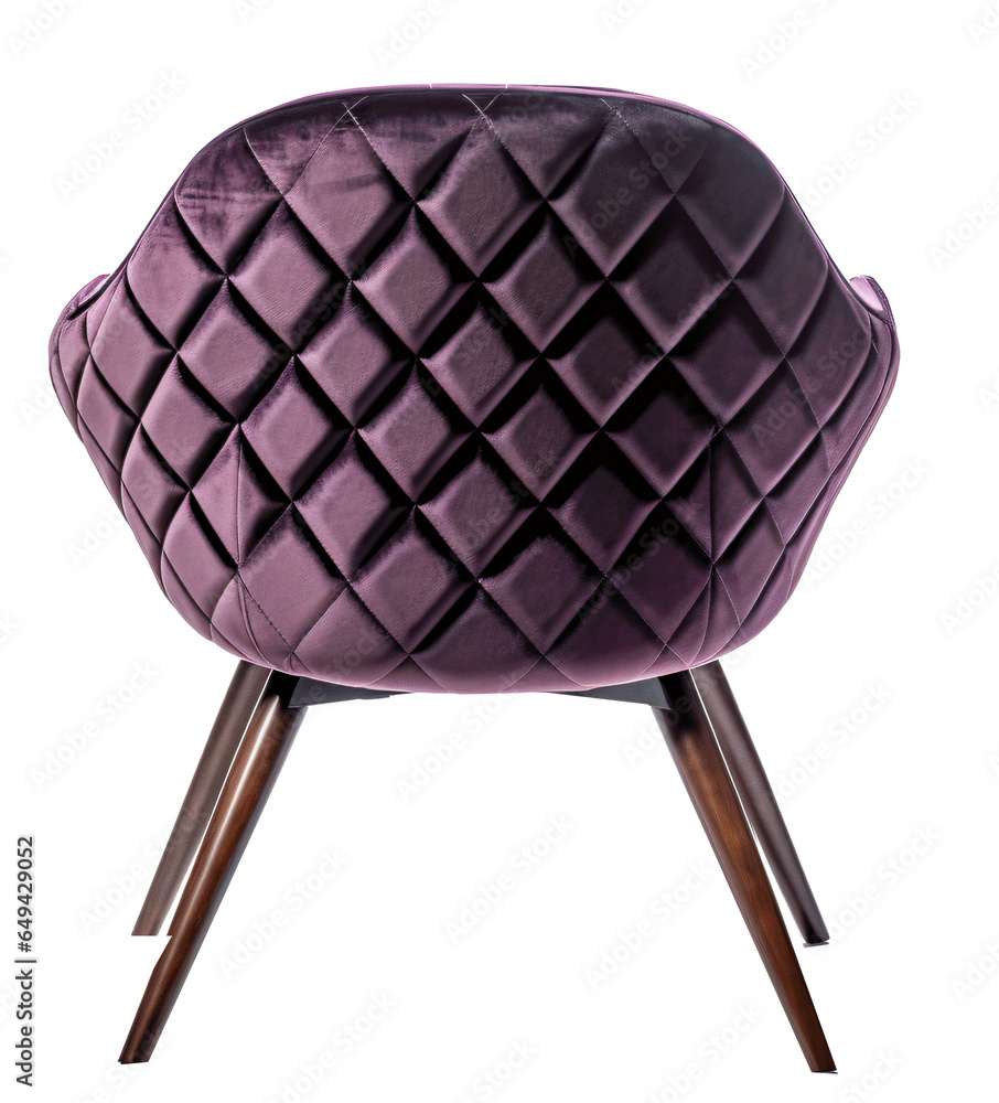 Back view, Purple velvet chair isolated on the transparent background ...