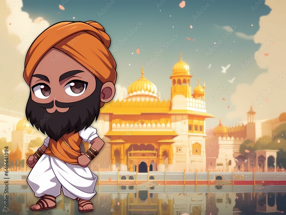 Sikh man in front of the golden temple, generative AI Stock ...