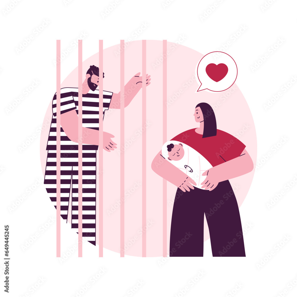 Dads in prison abstract concept vector illustration. Fathers in prison ...