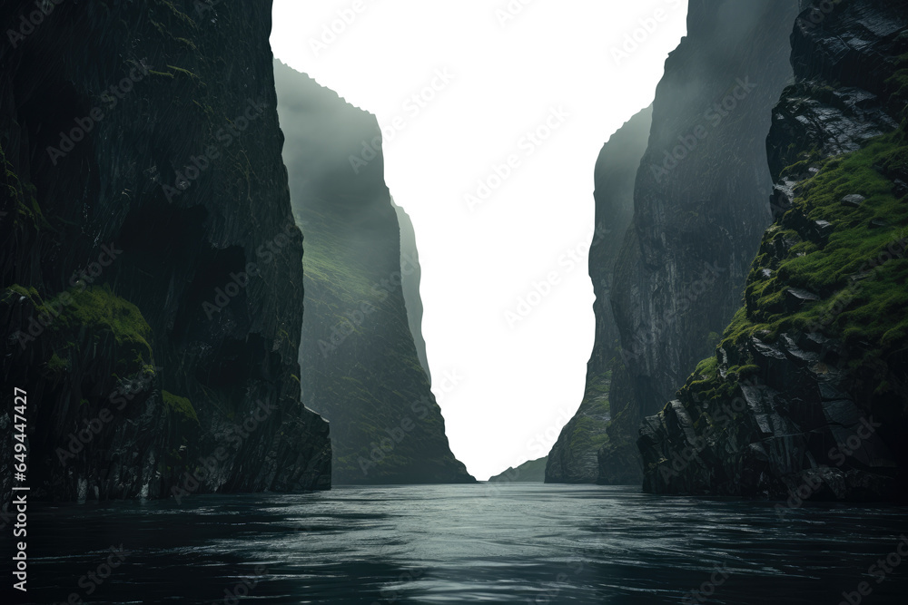 tall fjords. isolated transparent PNG. steep cliff. river, lake, creek ...