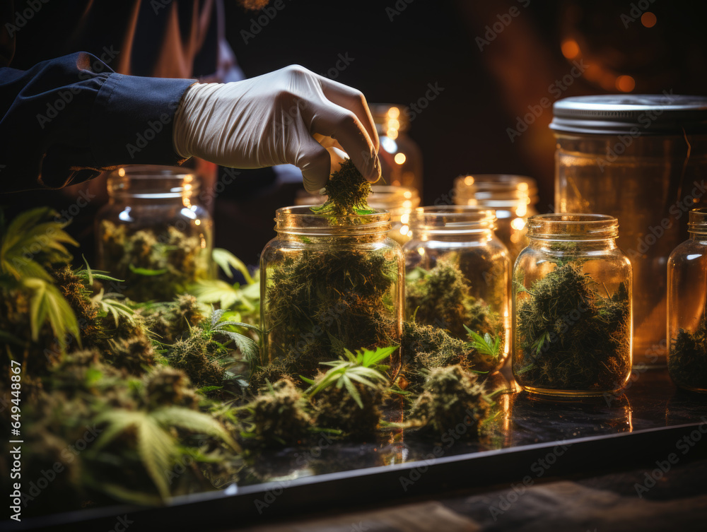 In the Vegetative Stage: SoG Hemp Cultivation Technique, Growing Pot in Groutent. A Background ...