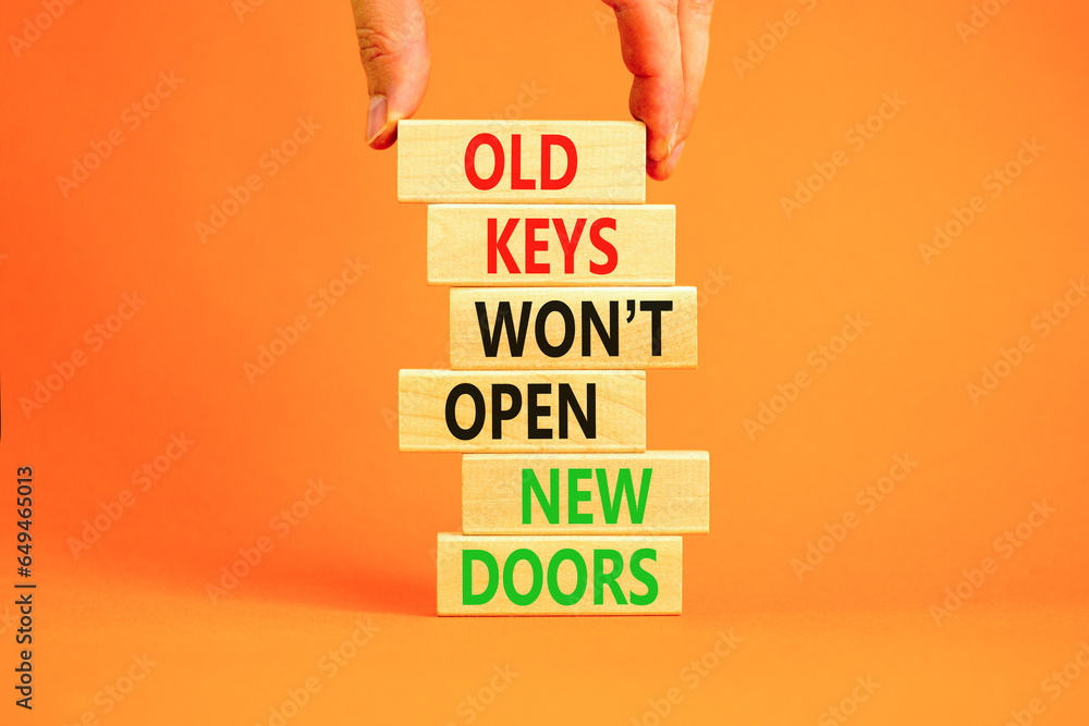 Old keys do not open new doors symbol. Concept words Old keys do not ...