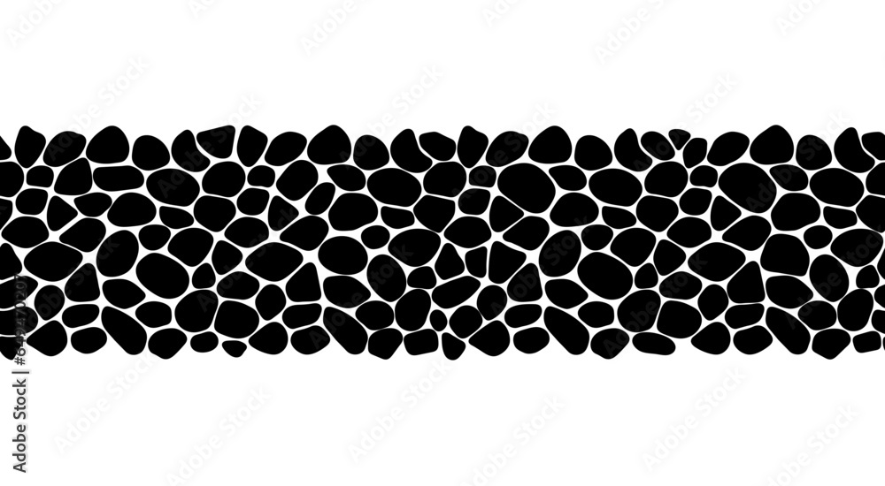Cobblestone seamless print vector. Black and white geometric pebble ...