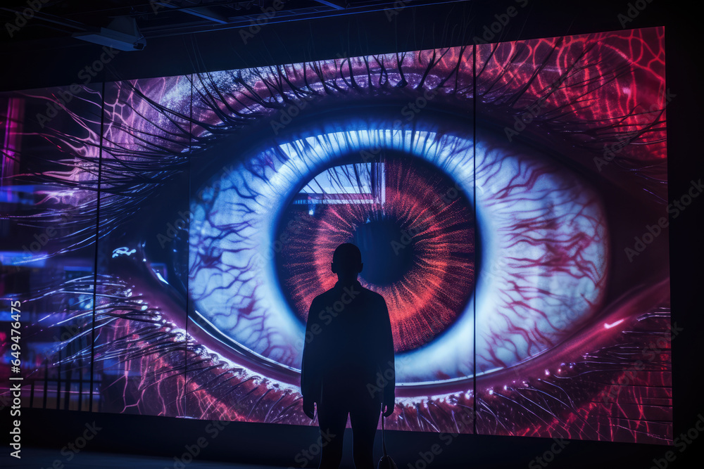 Big brother is watching you - a big eye watching and spying a man ...