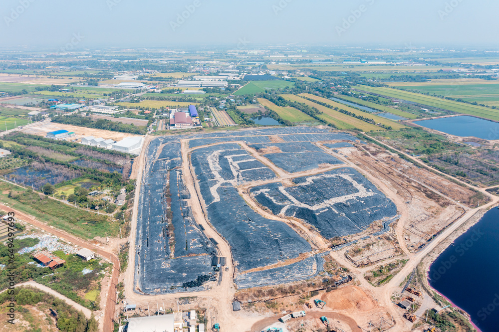 Layout plan of large garbage pile or open landfill, Surface and ...