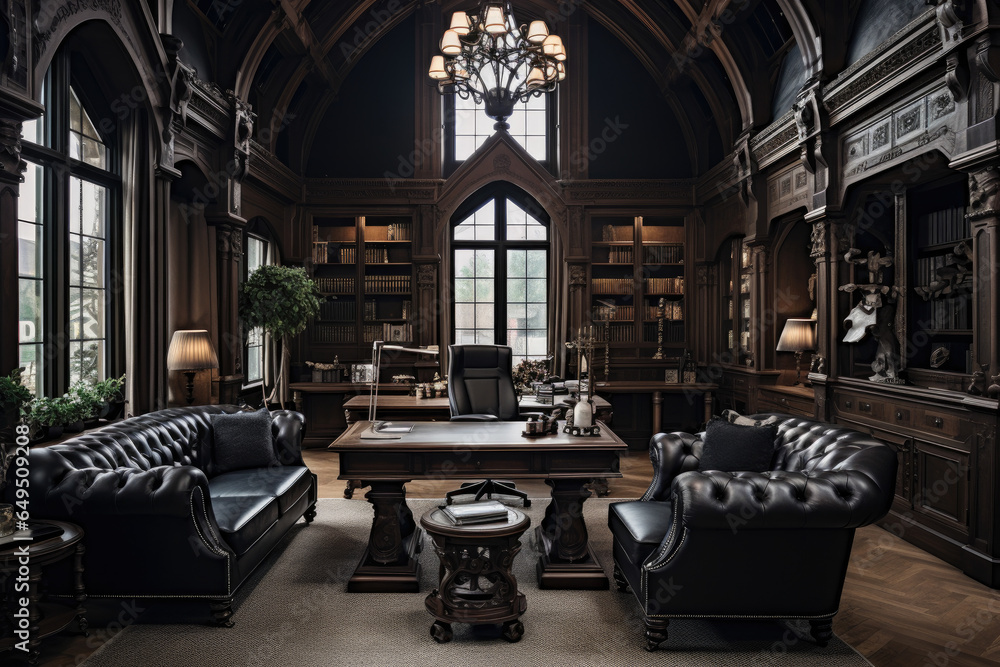 Step into the enchanting ambiance of this gothic-inspired office ...