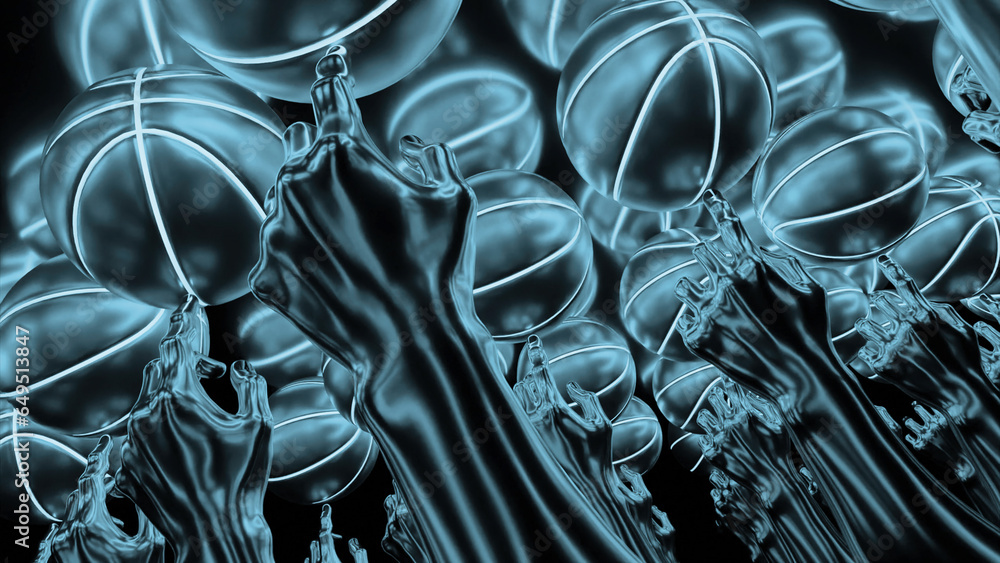 Basketball rotation animation. Design. Neon animation with 3d hands and ...