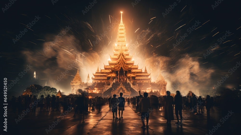 Thailand festival celebrating with night sky background. Stock Photo ...