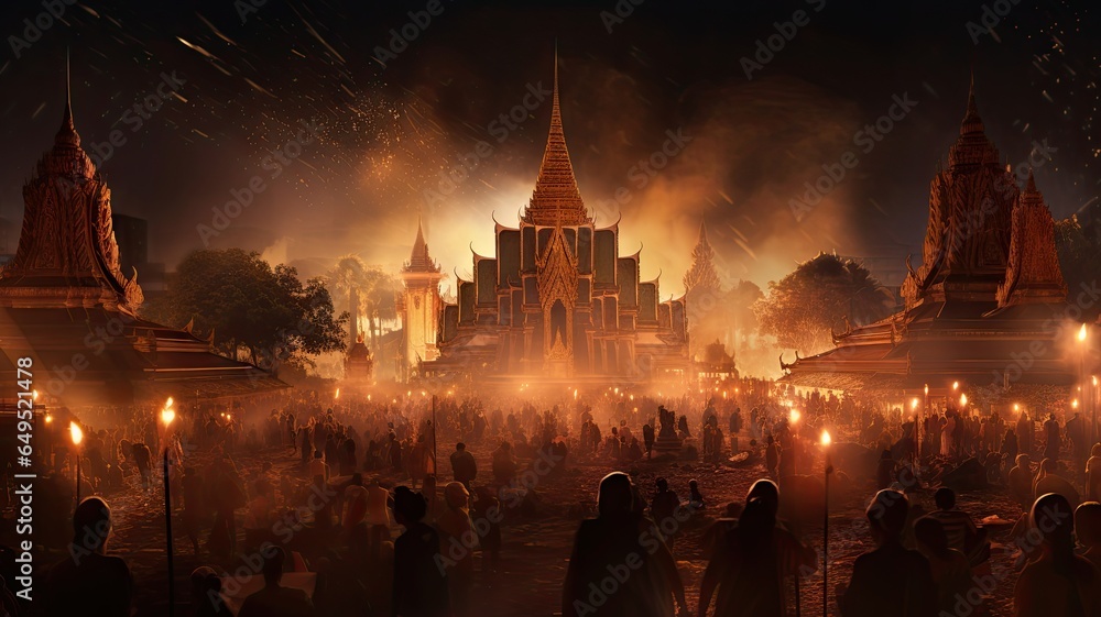 Thailand festival celebrating with night sky background. Stock Photo ...