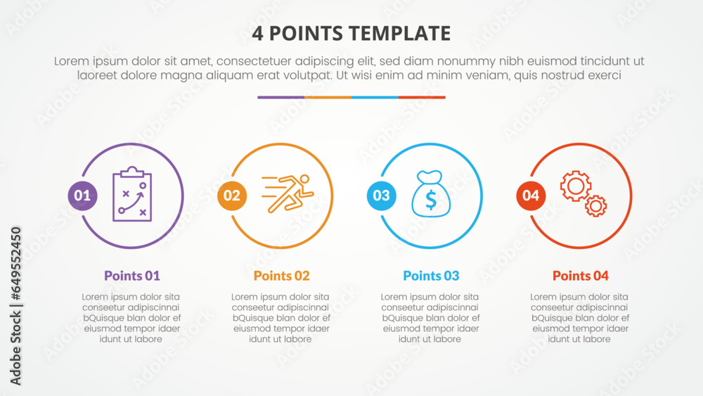 4 points stage template infographic concept for slide presentation with ...