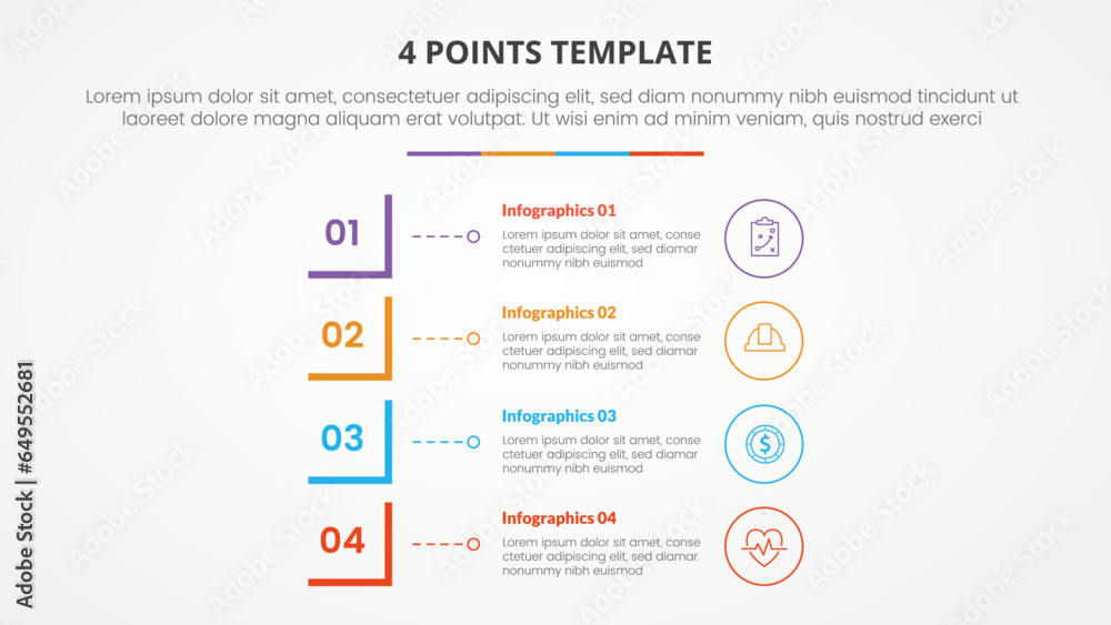 4 points stage template infographic concept for slide presentation with ...
