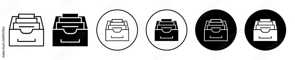 archive icon. Paper document storage organizer symbol set. Office work ...