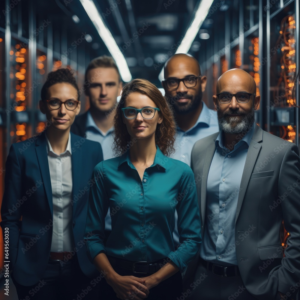 Group of IT specialist standing in a server room or data center. Stock ...