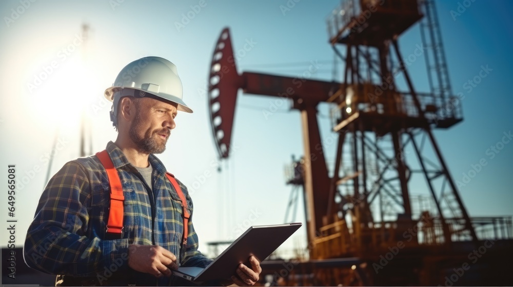 Engineer are working at oil rig, Oil production concept, gas production ...