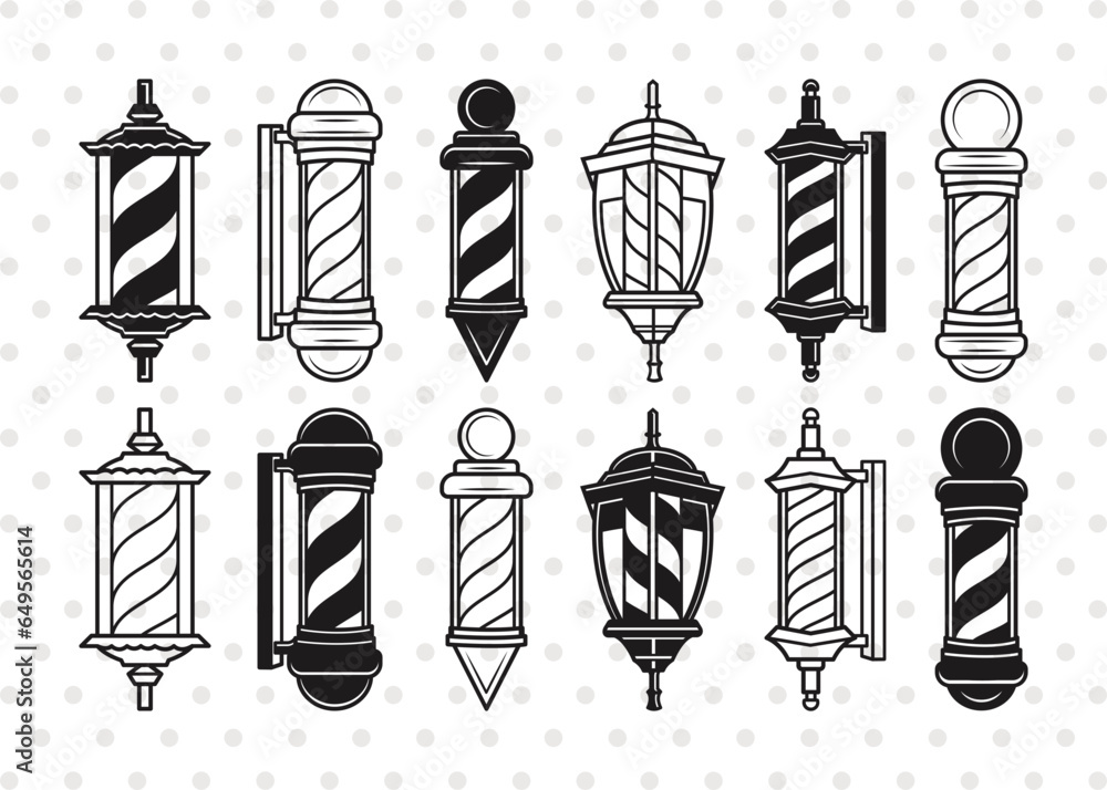 Barbers Pole Silhouette, Barber Light Svg, Barber Pole Svg, Hairdresser ...