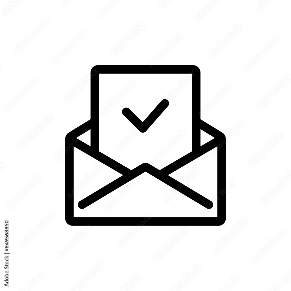 Email approved approval icon with black outline. email, mail, envelope ...