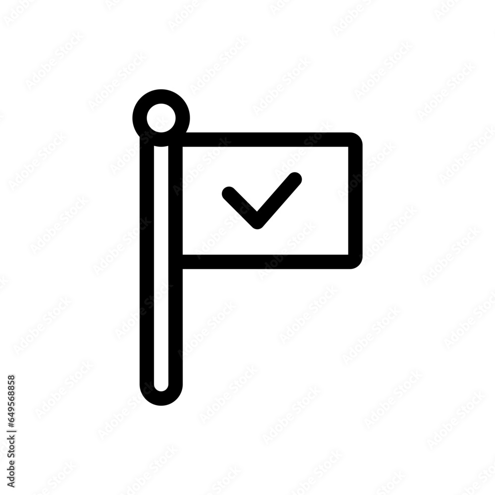 Approved flag approval icon with black outline. flag, symbol, approval ...