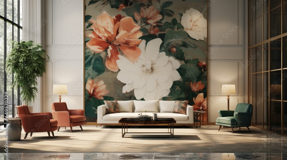the integration of native flowers in interior design, with an image ...