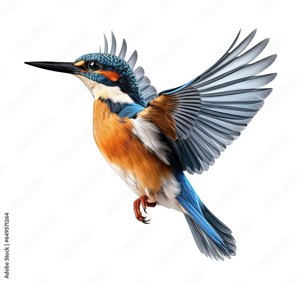 Flying kingfisher isolated on transparent background. PNG file, cut out ...