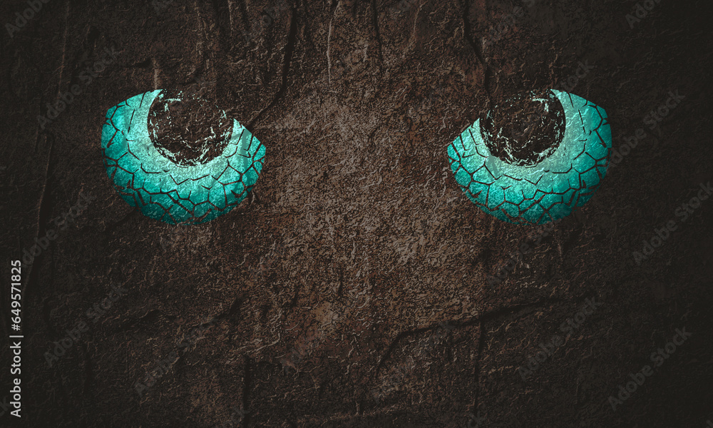 Scary evil eyes in the dark background. Blue eyes of monster on black ...