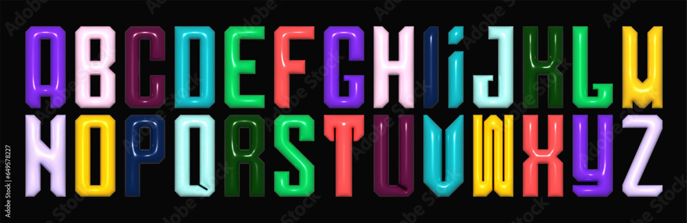 Explore this vibrant Latin 3D alphabet with bold, elongated letters in ...