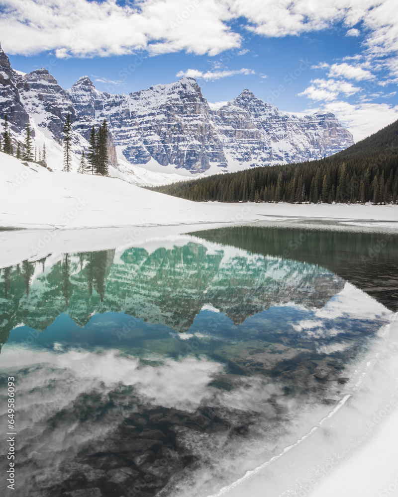 Moraine Lake Reflection in Winter Stock Photo | Adobe Stock